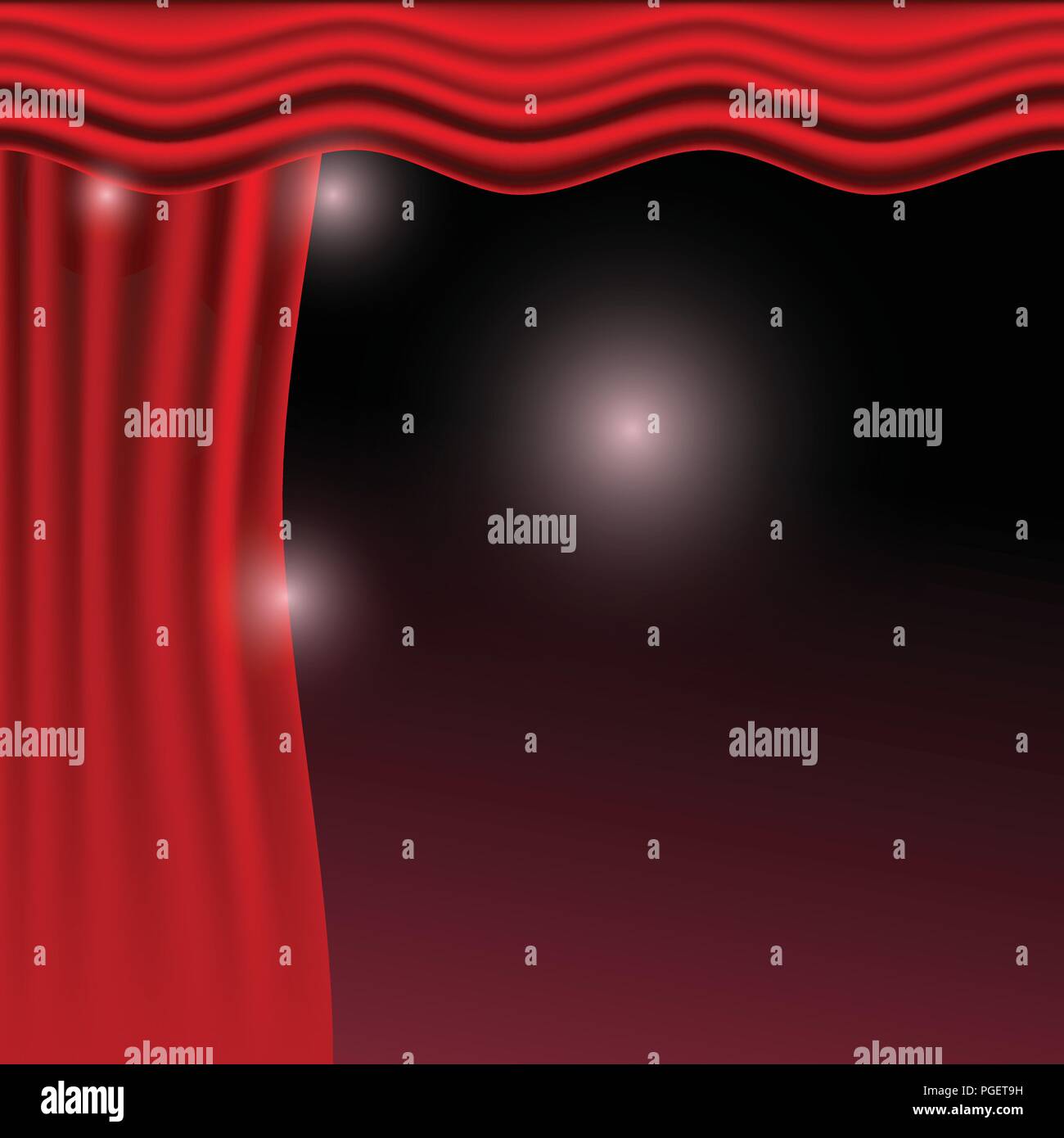Red stage. Vector illustration. Red curtains. Scenes on dark background ...