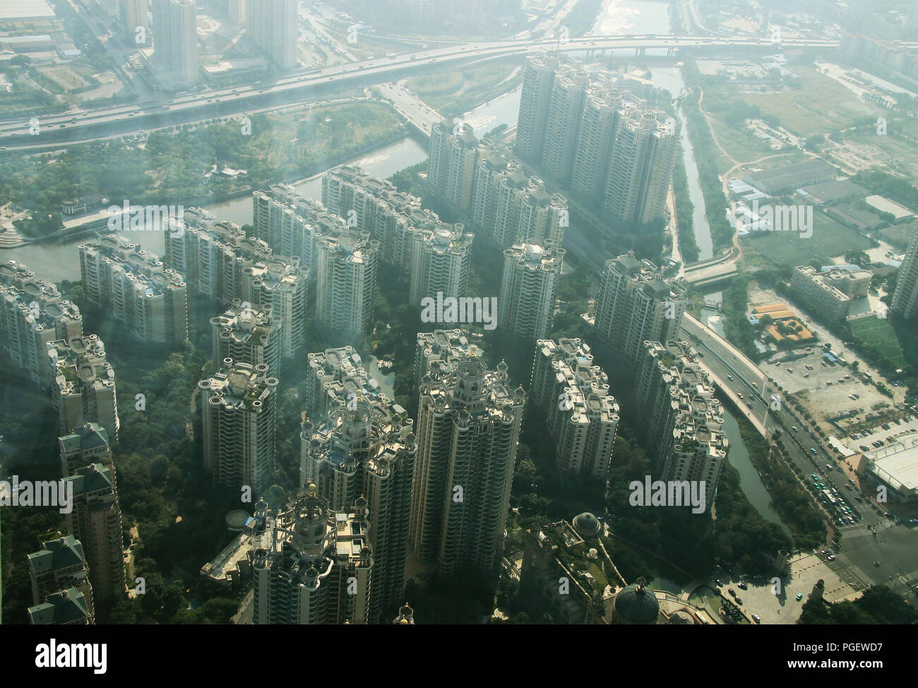 Guangzhou view from windows of Canton tower Stock Photo - Alamy