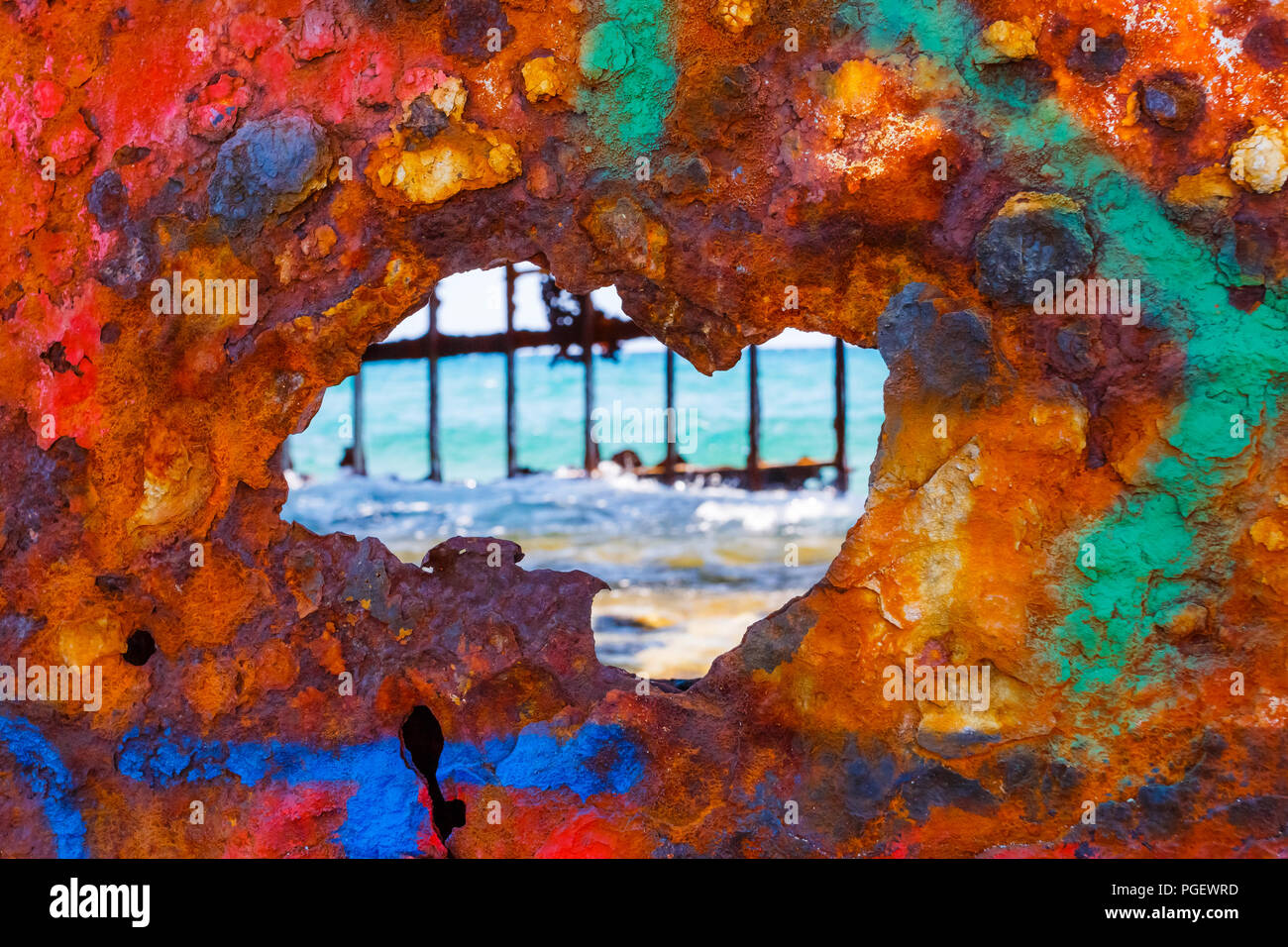 Shipwreck rust details near Gytheio in Lakonia, Greece Stock Photo - Alamy