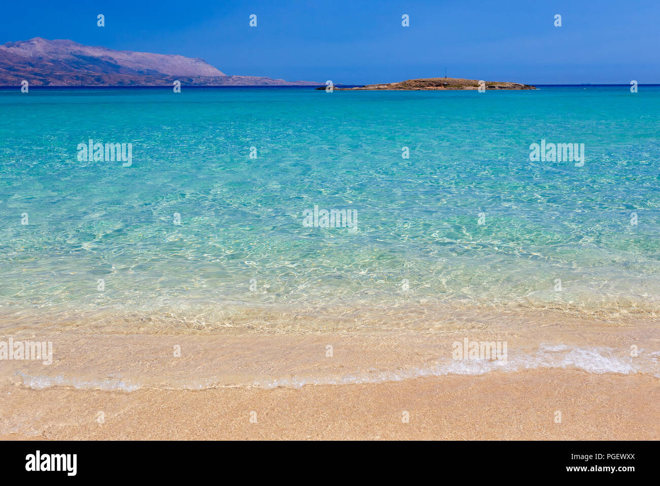 Pounda beach near Elafonisos island in Greece. Pounda is place opposite ...