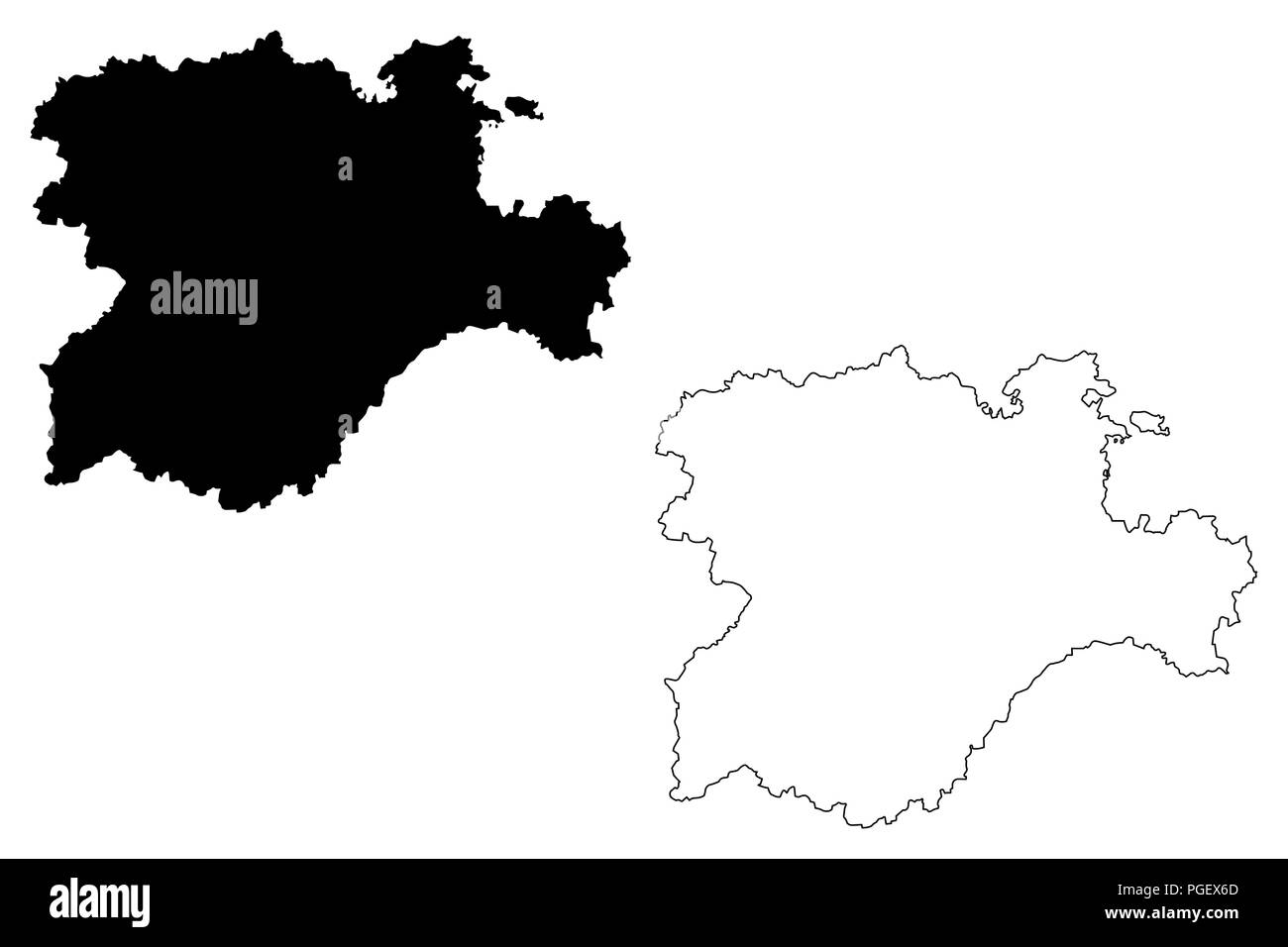 Castile and Leon (Kingdom of Spain, Autonomous community) map vector ...