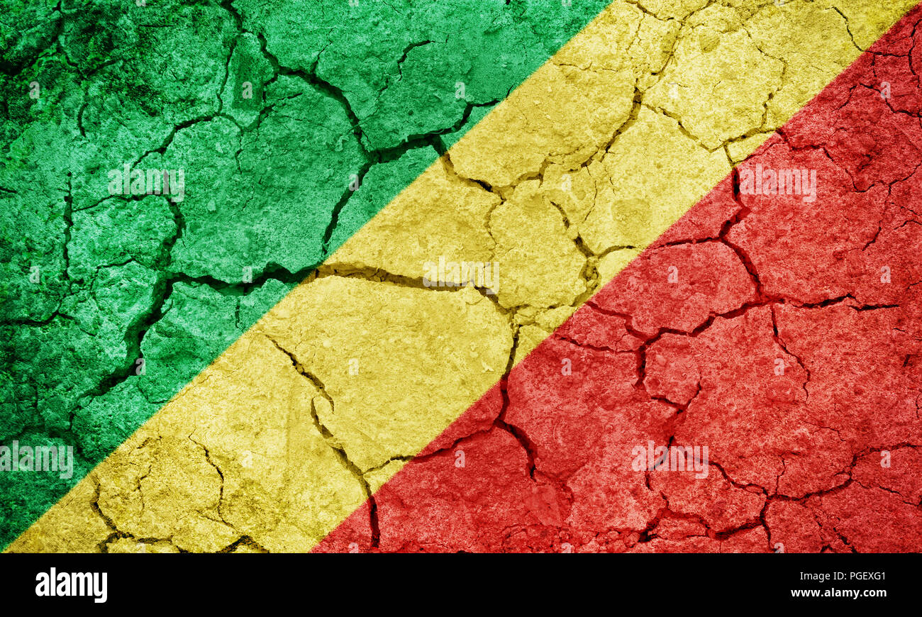 Republic of the Congo flag on dry earth ground texture background Stock ...