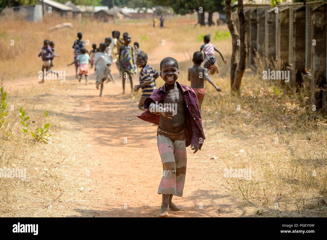 GHANI, GHANA - JAN 14, 2017: Unidentified Ghanaian children run on the ...