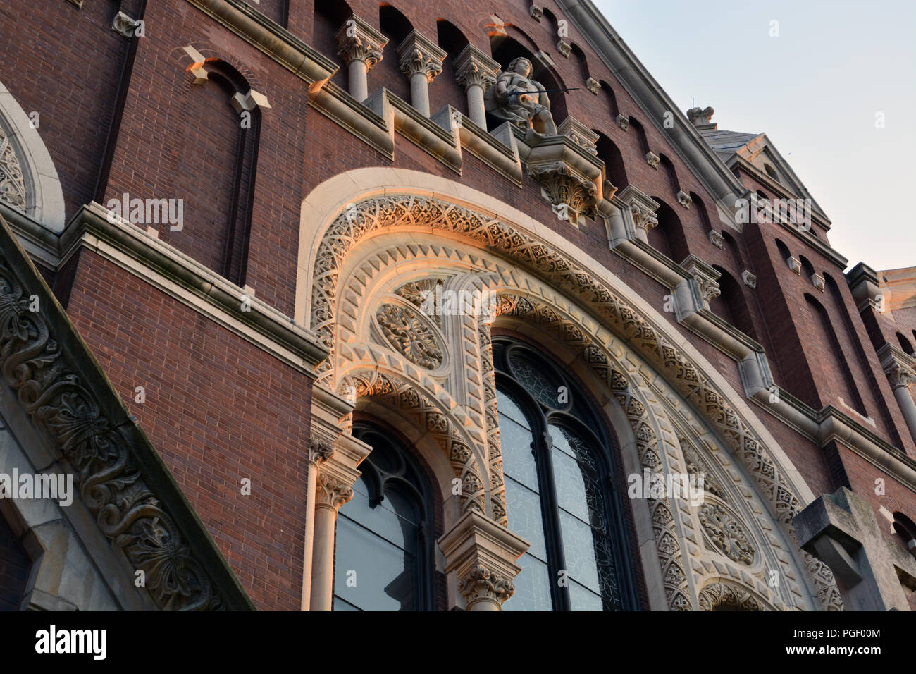 Architectural detail of St. Michael's Catholic Church in Chicago, one ...