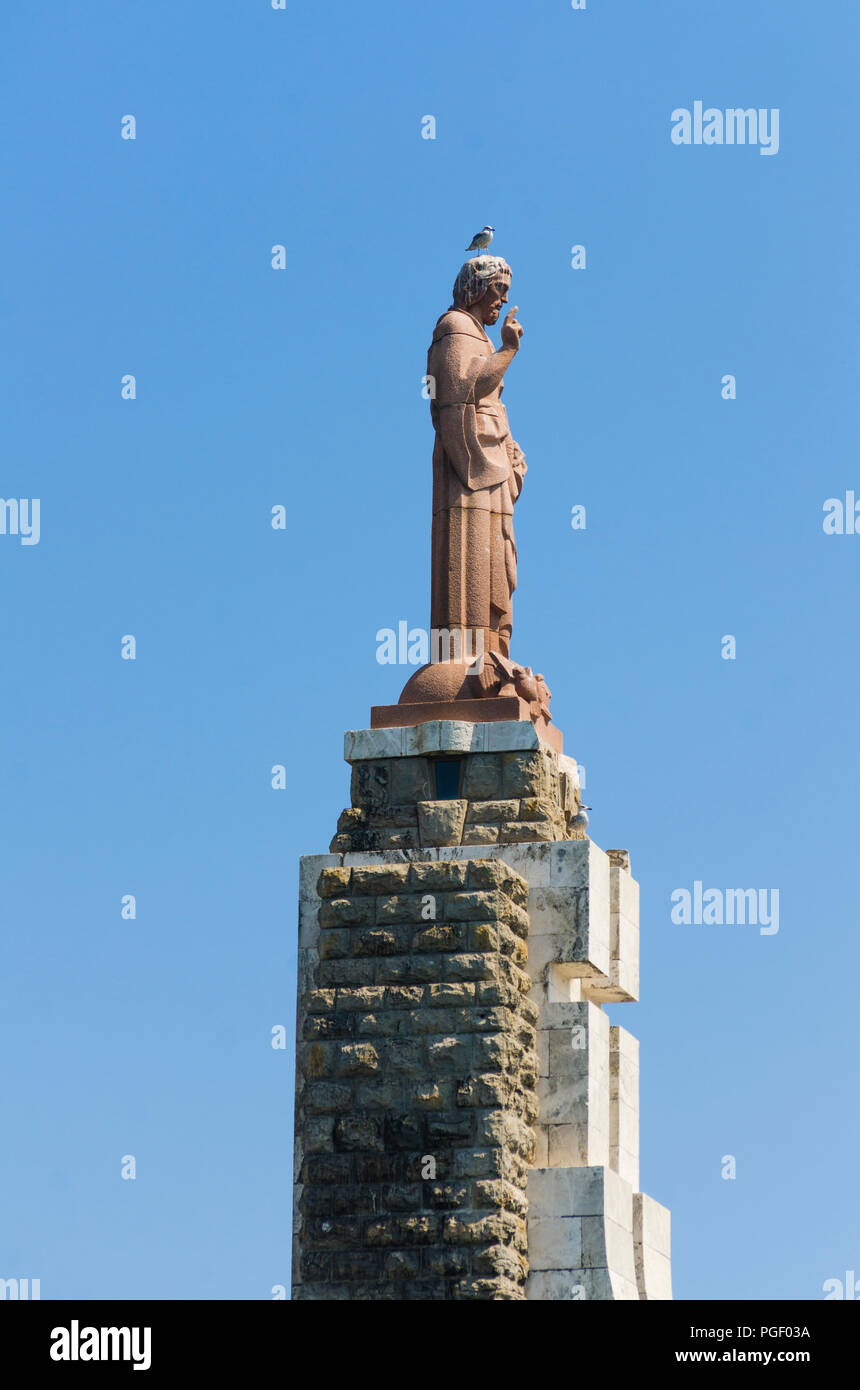 Jesus Christus statue at the port entrance in Tarifa, Sagrado Corazon ...