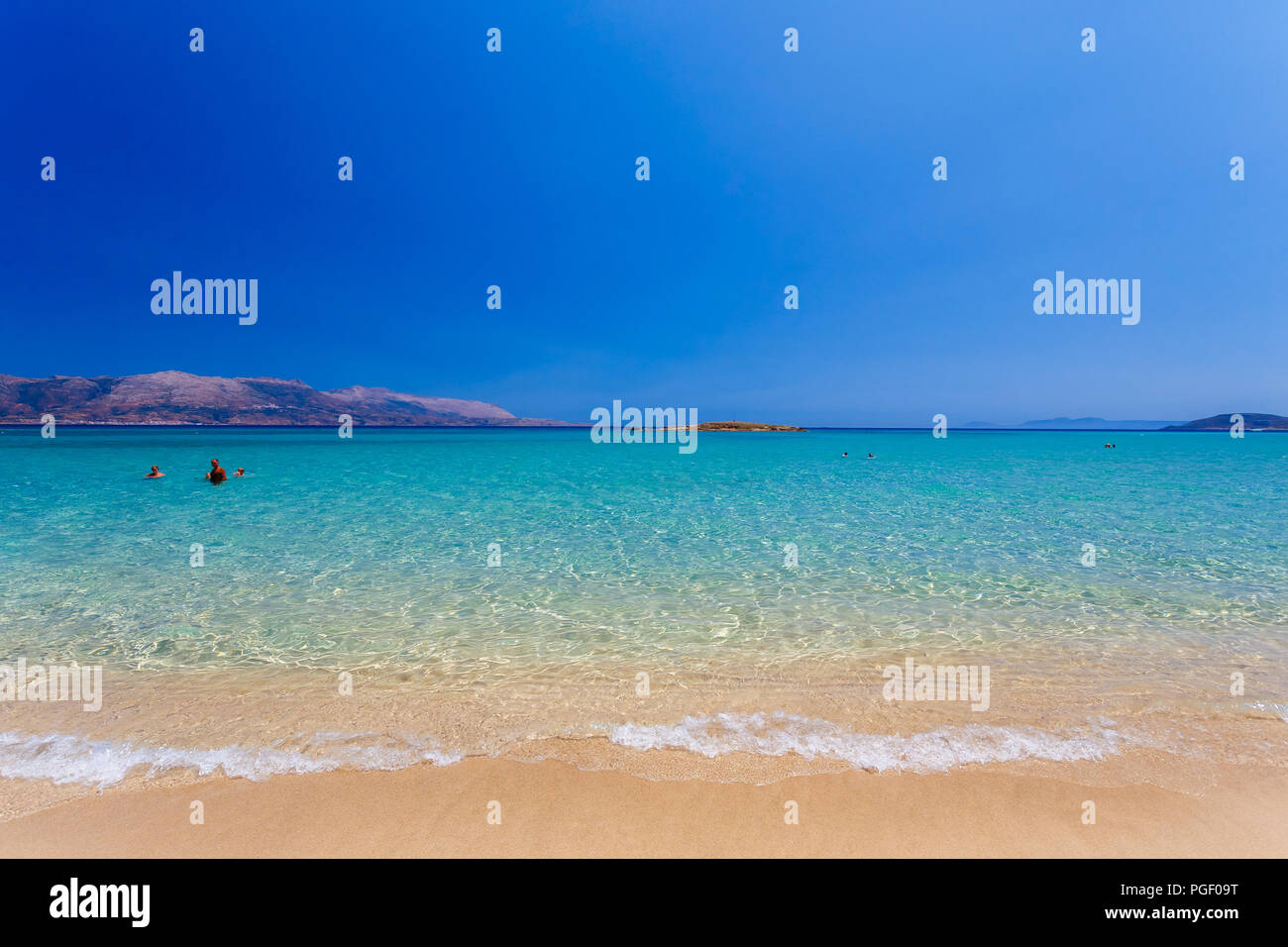 Pounda exotic beach with Elafonisos island in distance in Lakonia ...