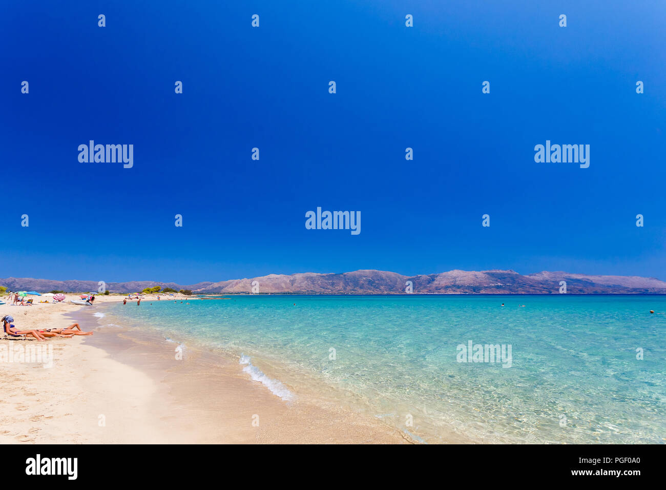 Pounda exotic beach with Elafonisos island in distance in Lakonia ...