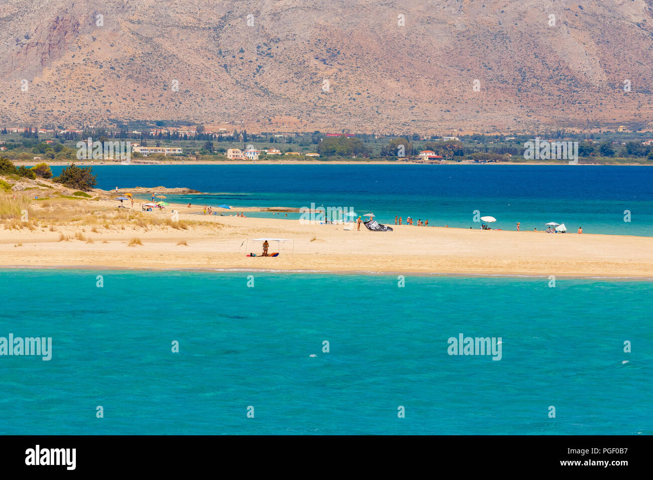 Pounda exotic beach with Elafonisos island in distance in Lakonia ...