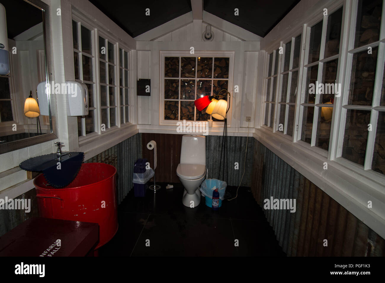 Toilet in Norway large cabin wash basin open plan type style bin bind ...
