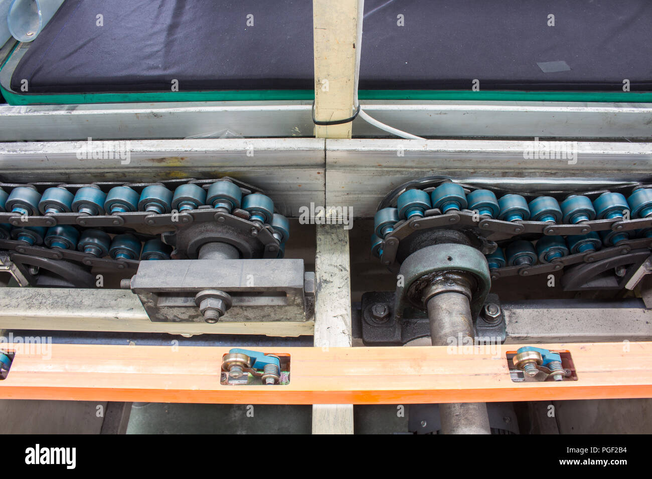 Conveyor chain drive shaft production line of the factory Stock Photo ...