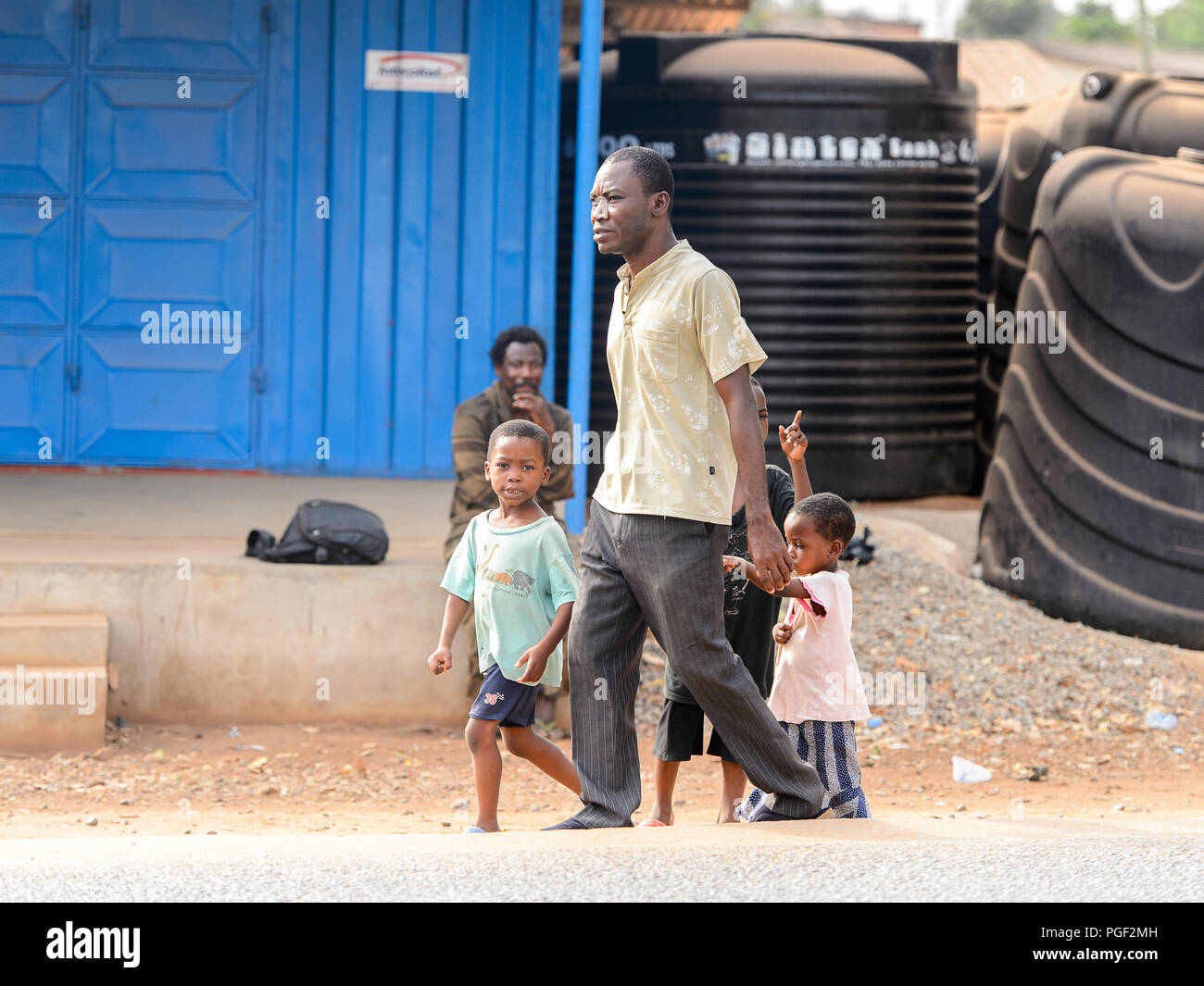 ACCRA, GHANA - JAN 8, 2017: Unidentified Ghanaian group of people on ...