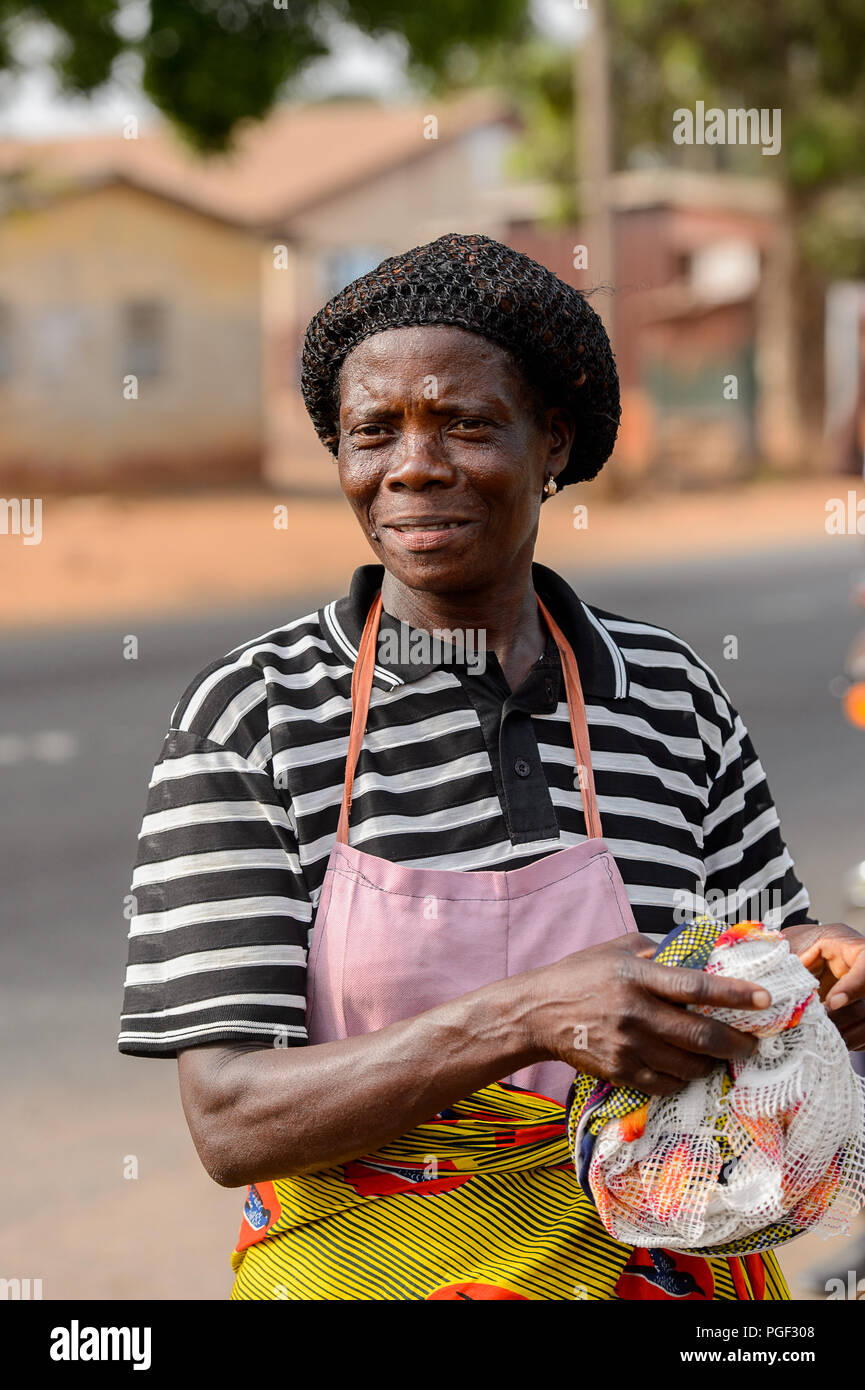 ACCRA, GHANA - JAN 8, 2017: Unidentified Ghanaian old woman in black ...