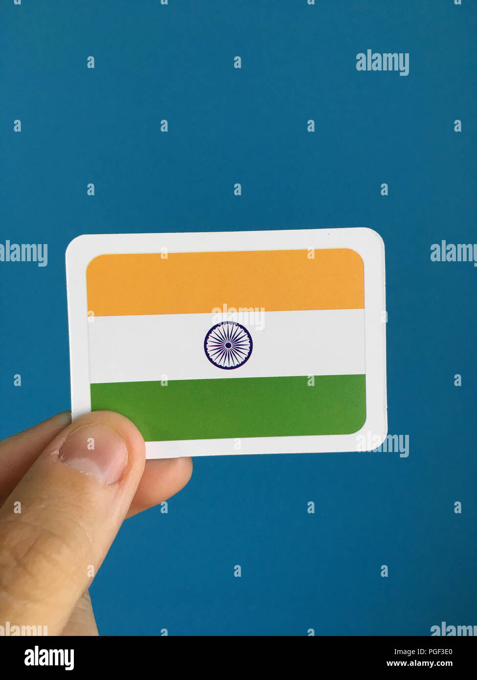 National flag of India on the card Stock Photo - Alamy