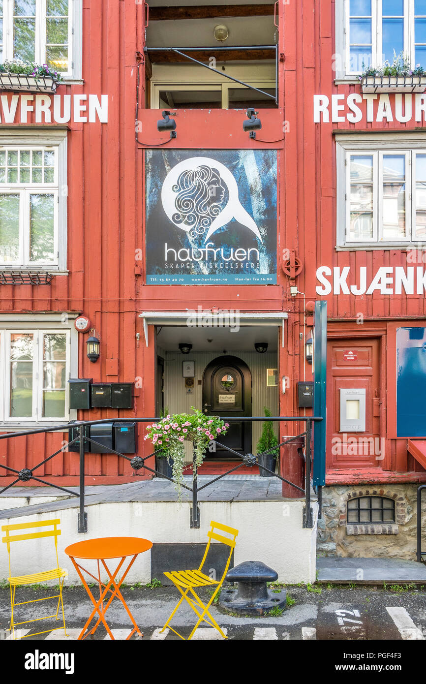 Old Warehouses Converted Into Shops and Restaurants Trondheim Norway ...