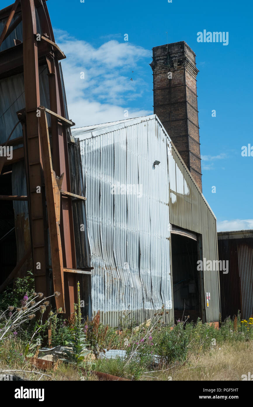 Derelict brick factory at Thunton Long Crag Trout fishery, Thrunton ...