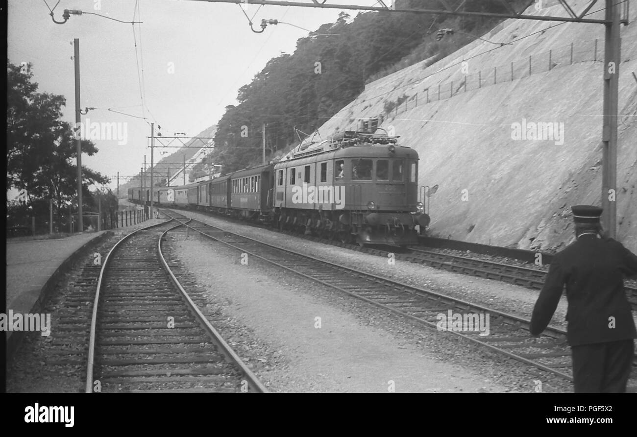 BLS electric locomotive Ae 6/8 No. 206 hauling a passenger train Stock ...