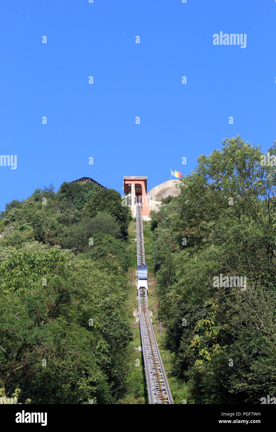 Nice view of the funicular linking the Deva fortress Stock Photo - Alamy