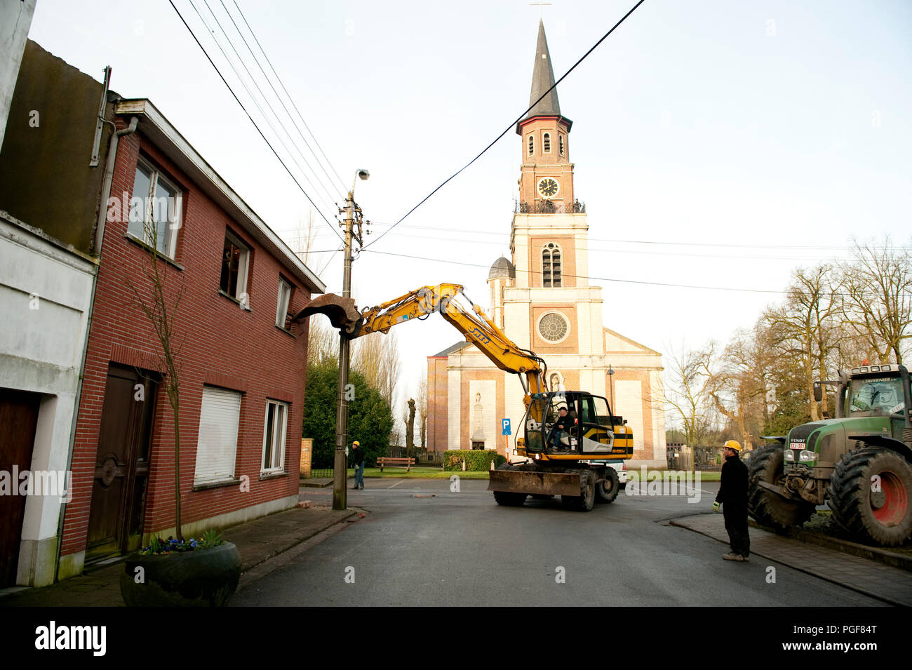 Belgian ecological party "Groen!" protesting against the demolition of ...