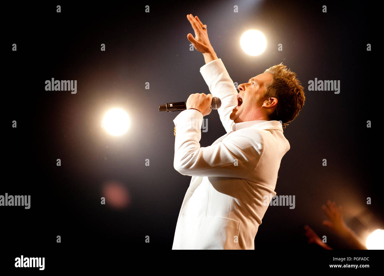 Flemish singer Christoff in concert at the Schlagerfestival in Hasselt ...