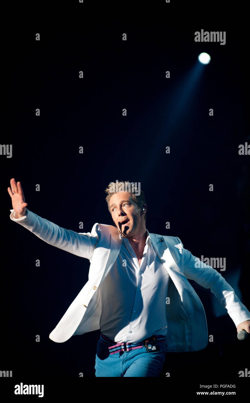 Flemish singer Christoff in concert at the Schlagerfestival in Hasselt ...