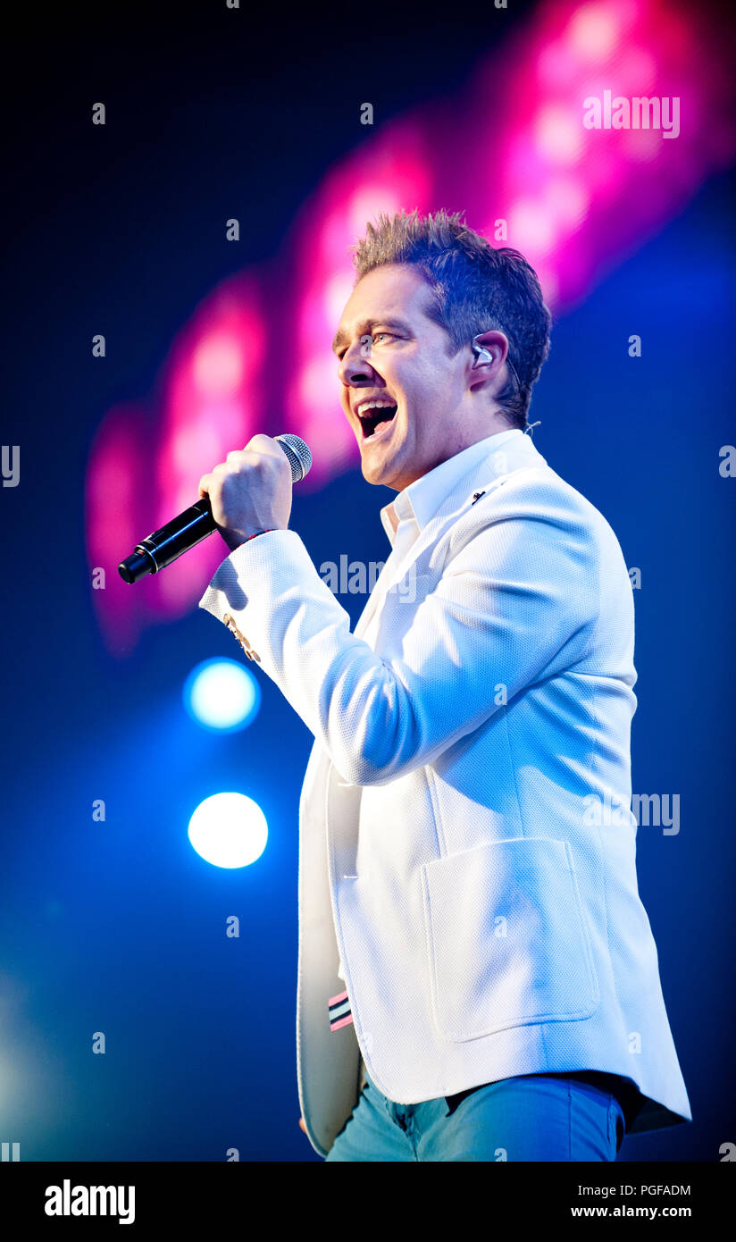Flemish singer Christoff in concert at the Schlagerfestival in Hasselt ...