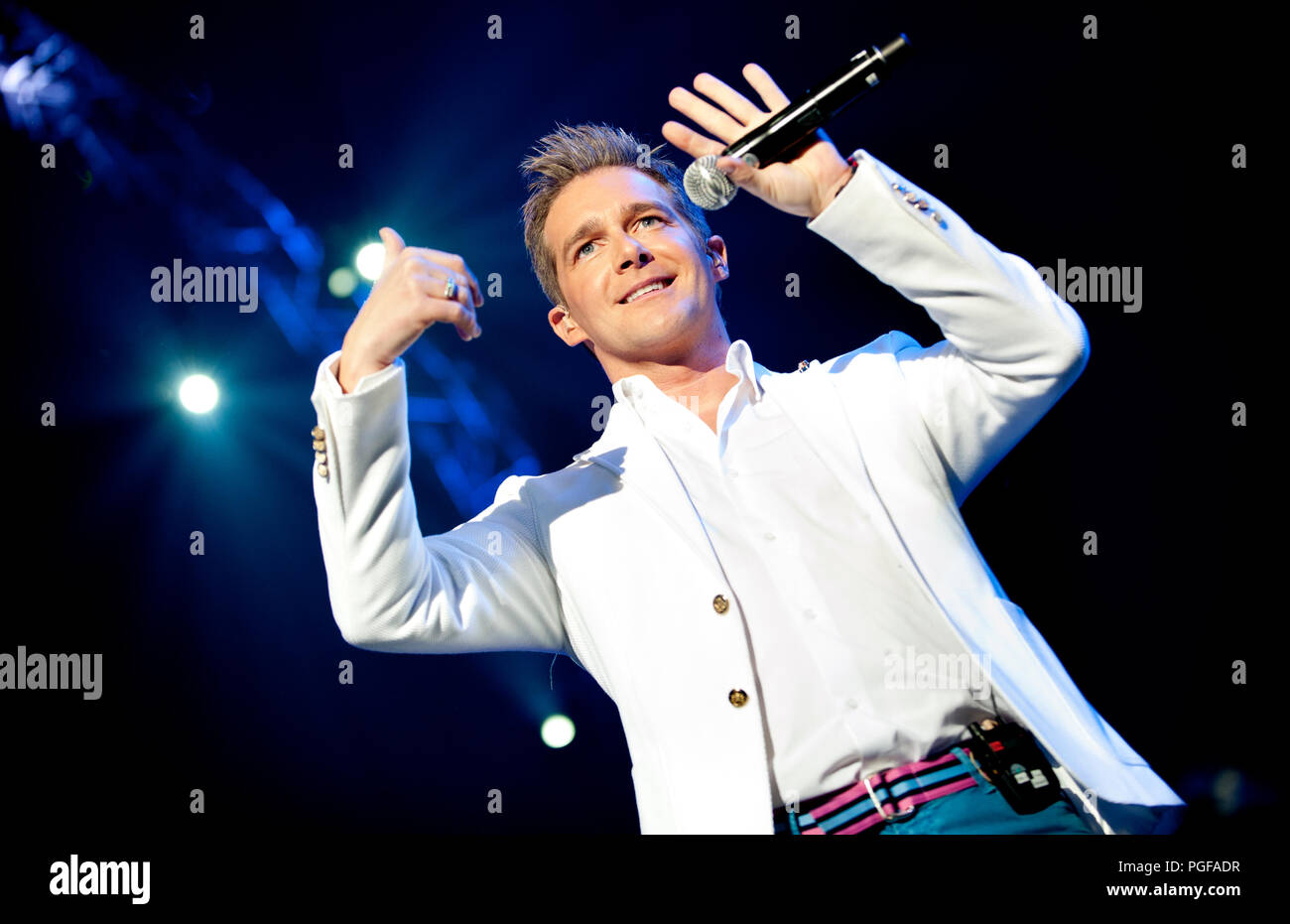 Flemish singer Christoff in concert at the Schlagerfestival in Hasselt ...