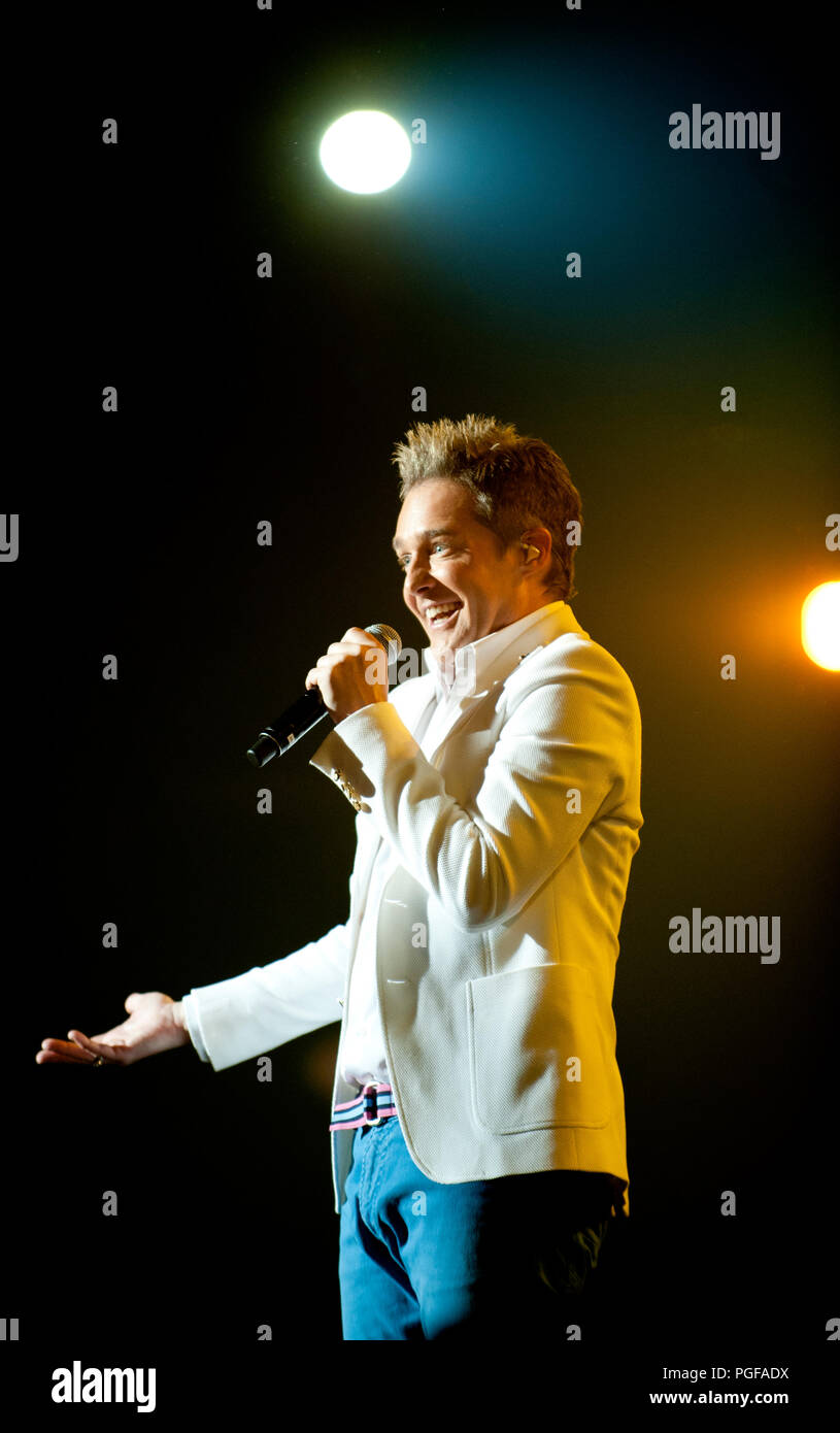 Flemish singer Christoff in concert at the Schlagerfestival in Hasselt ...