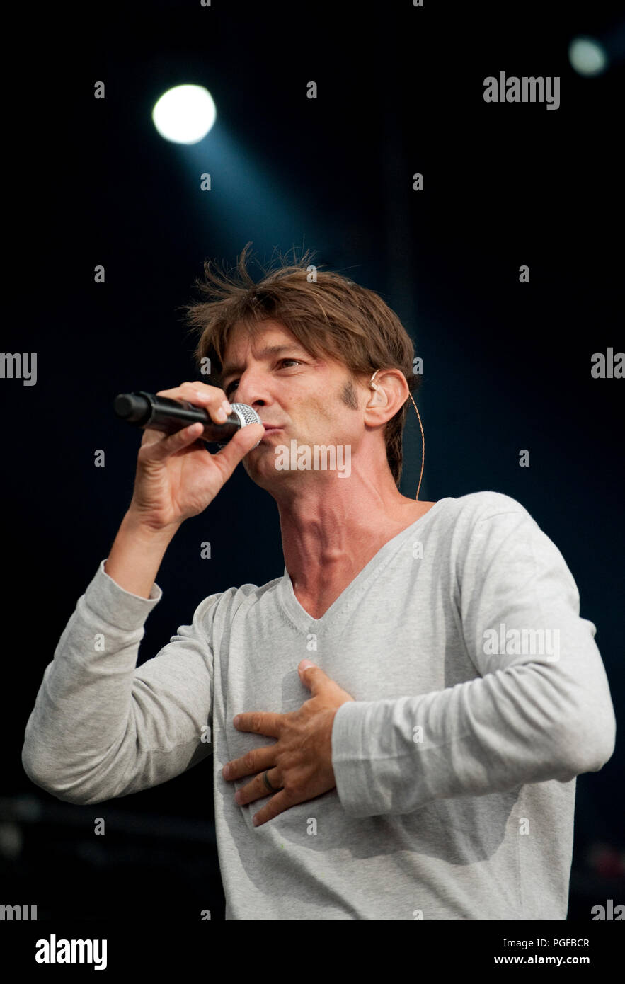 Flemish pop band Clouseau at the Suikerrock festival in Tienen (Belgium ...