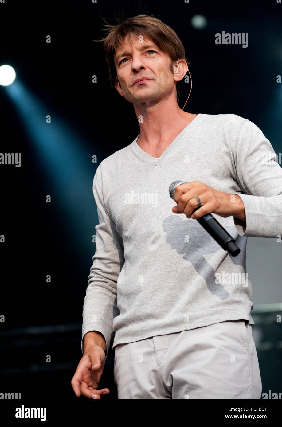 Flemish pop band Clouseau at the Suikerrock festival in Tienen (Belgium ...