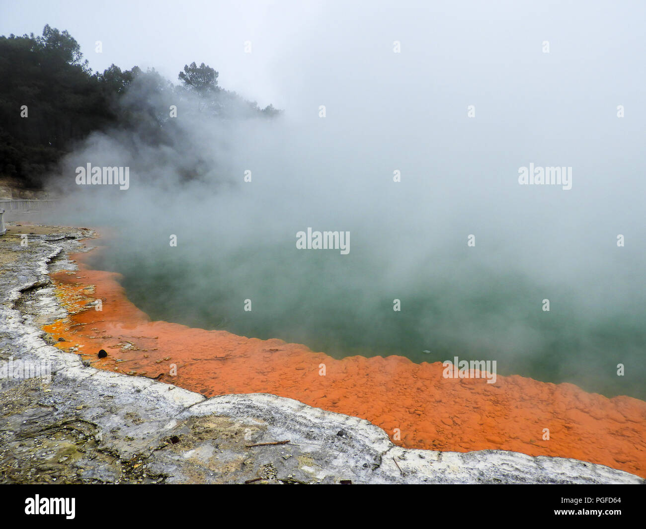 Champagne Pool, Wai-O-Tapu Thermal Wonderland, New Zealand. Swirling ...