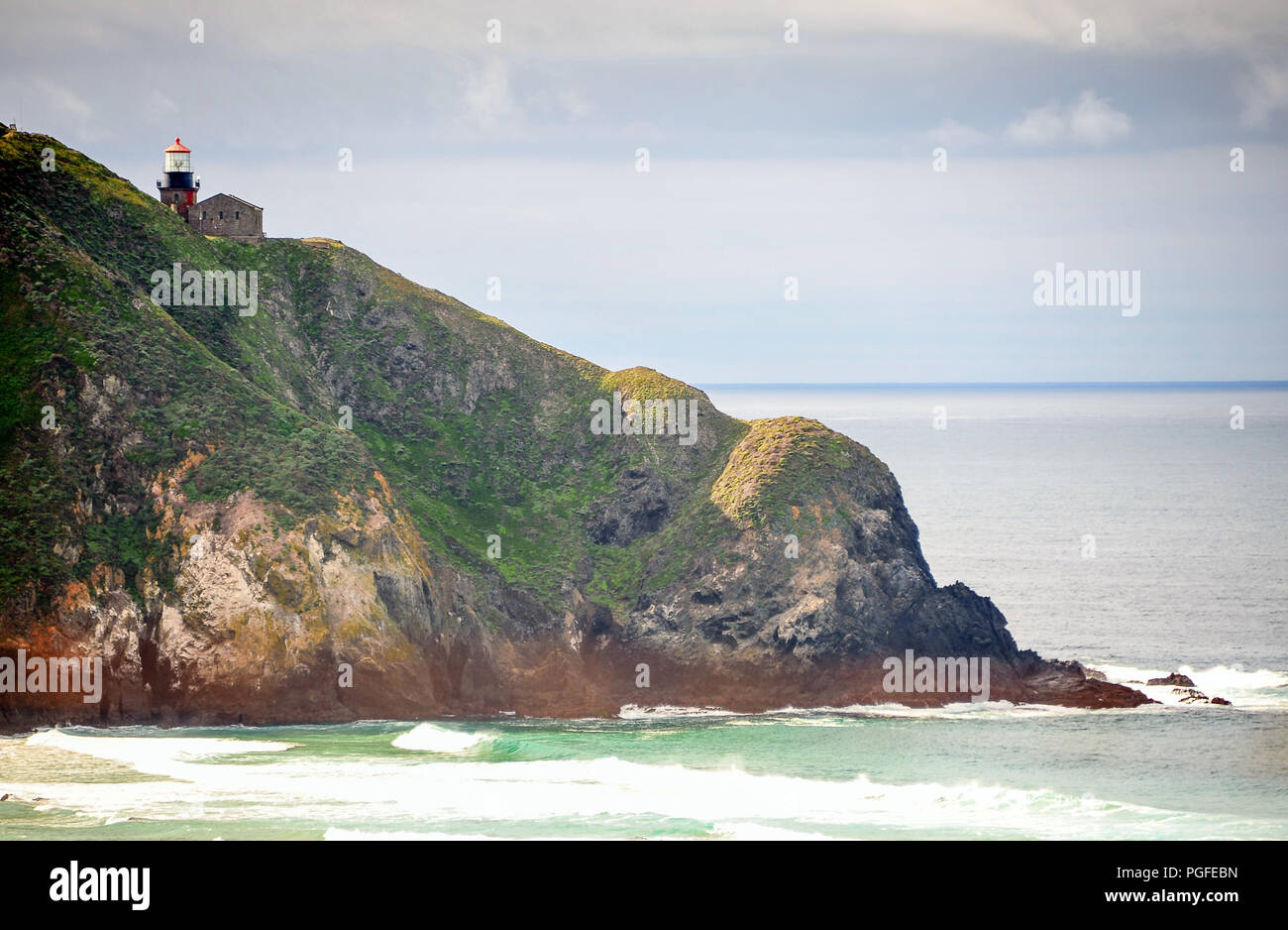 Monterey, California: Colourful scene, Point Sur Lighthouse atop a ...