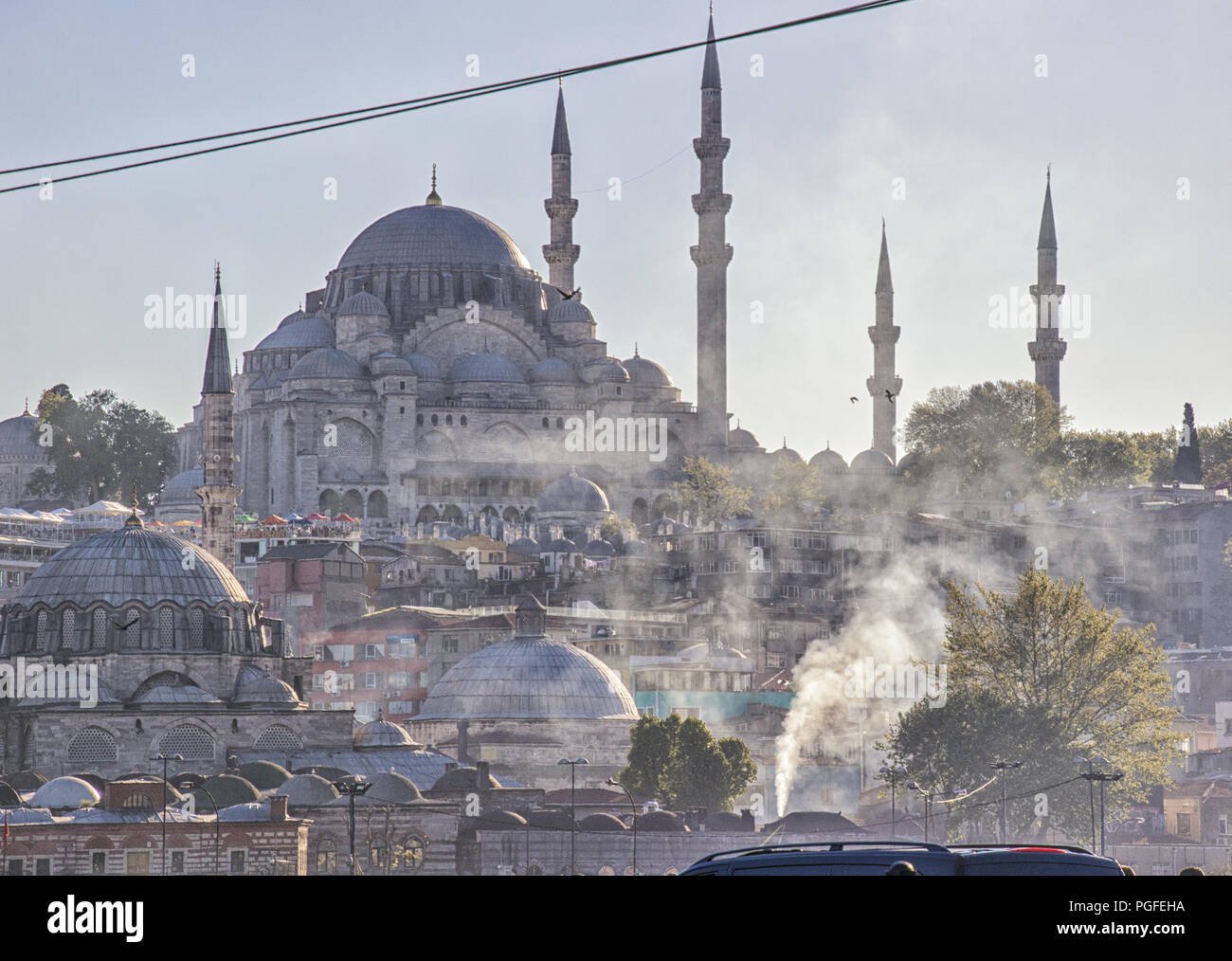 ISTANBUL, TURKEY, APR 16, 2016 - Cars and industry create a heavy smog ...