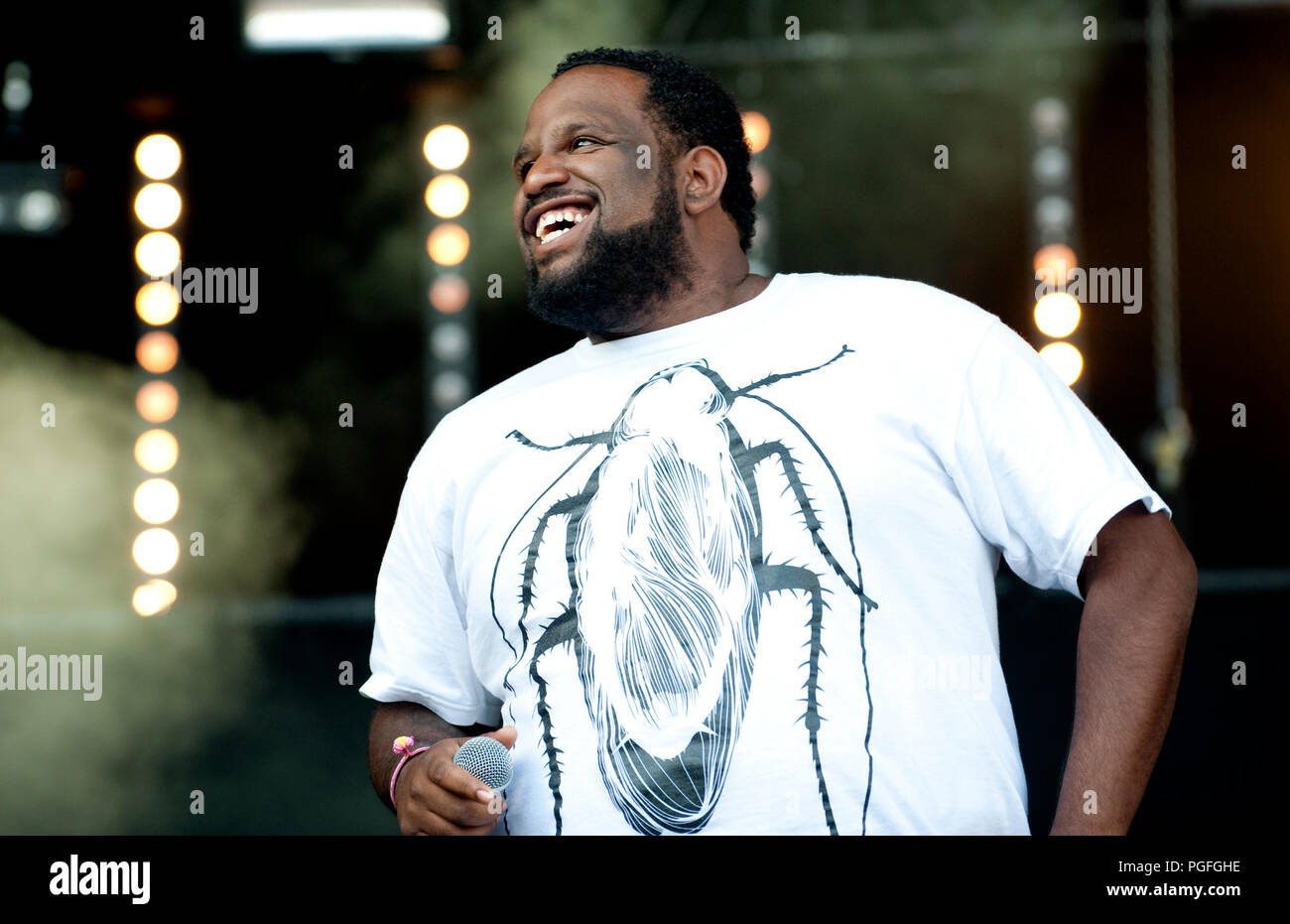 Dutch rap group De Jeugd Van Tegenwoordig performing at the Suikerrock ...