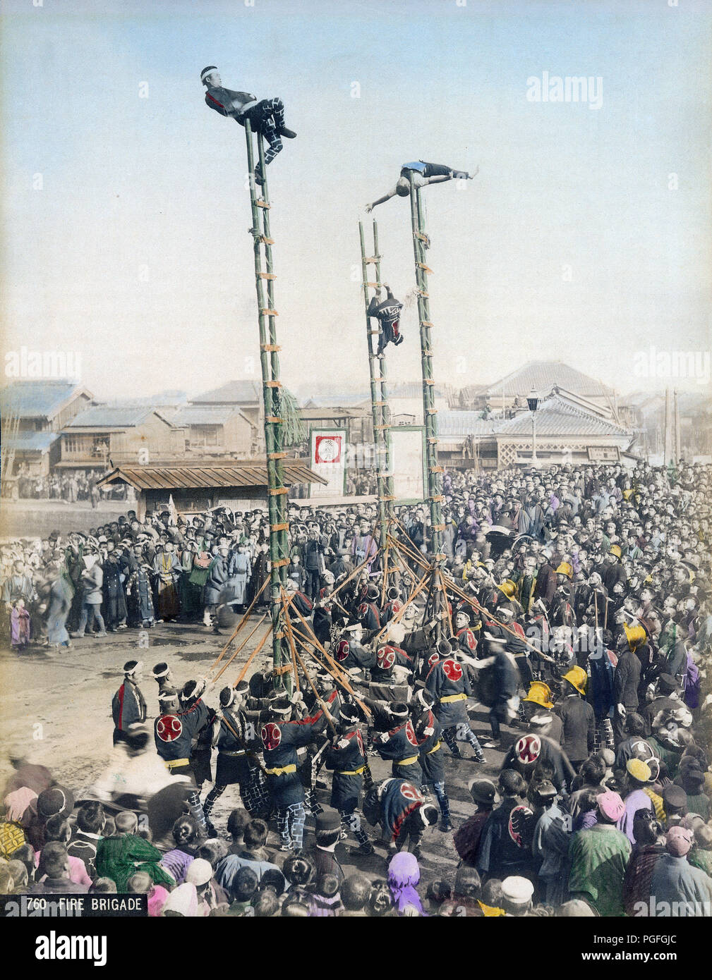 [ c. 1890s Japan - Japanese Firefighters ] — Firefighters in happi ...