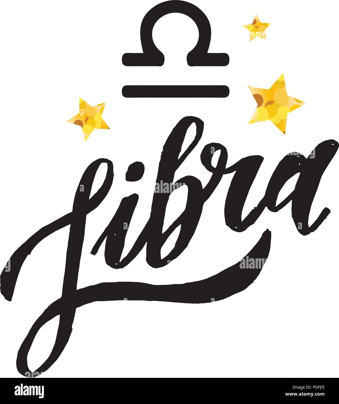 Libra lettering Calligraphy Brush Text horoscope Zodiac sign ...