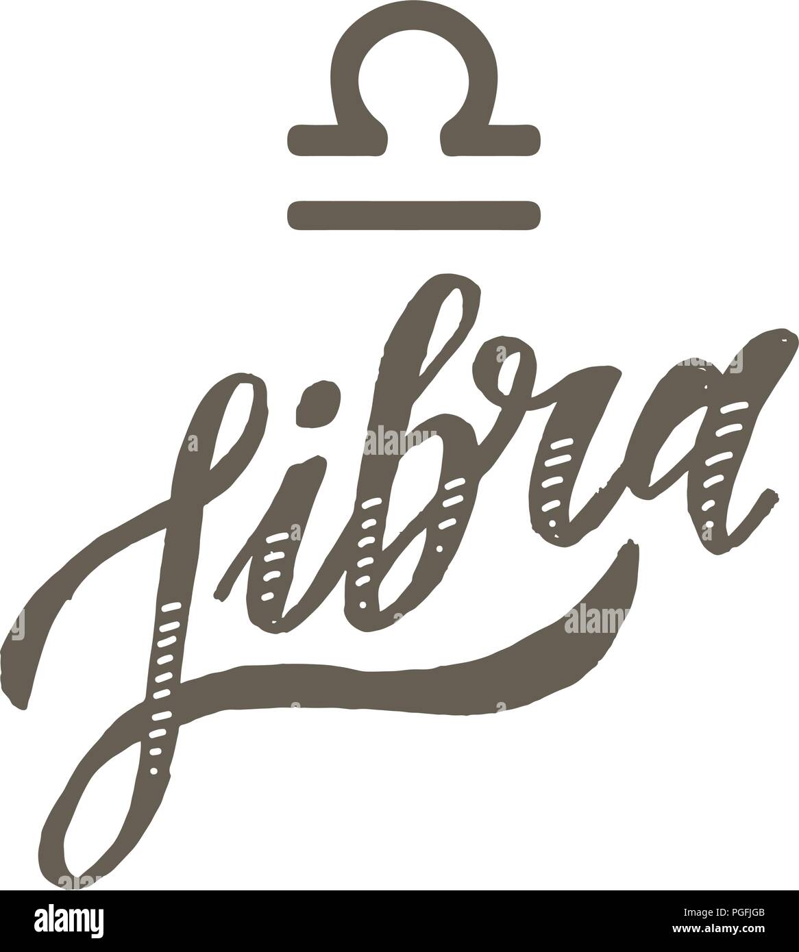 Libra lettering Calligraphy Brush Text horoscope Zodiac sign ...