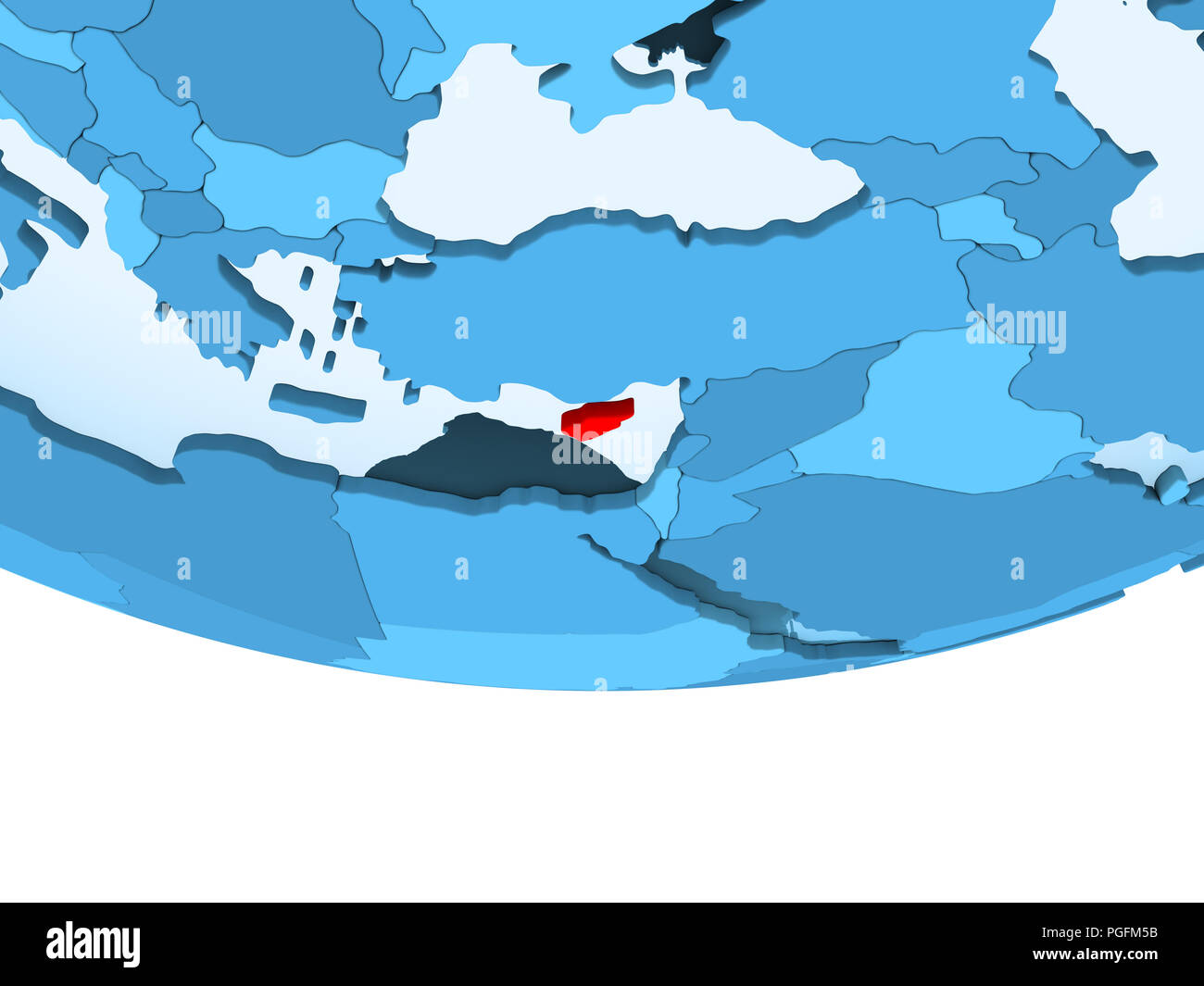 Illustration of Cyprus highlighted in red on blue globe with ...