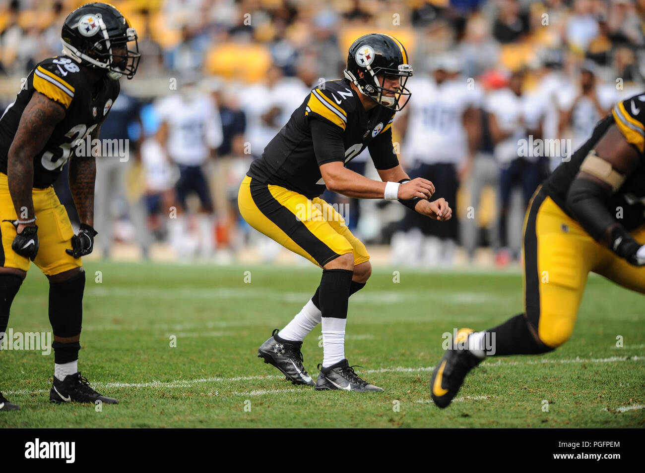 Pittsburgh, USA. 25 August 2018. Steelers Mason Rudolph #2 during the ...