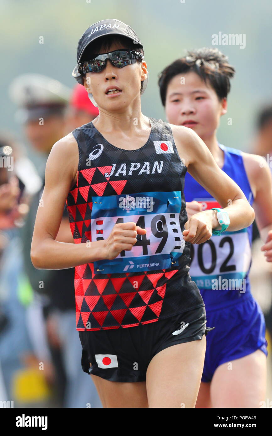 Jakarta, Indonesia. 26th Aug, 2018. (L-R) Keiko Nogami (JPN), Kim Hye ...