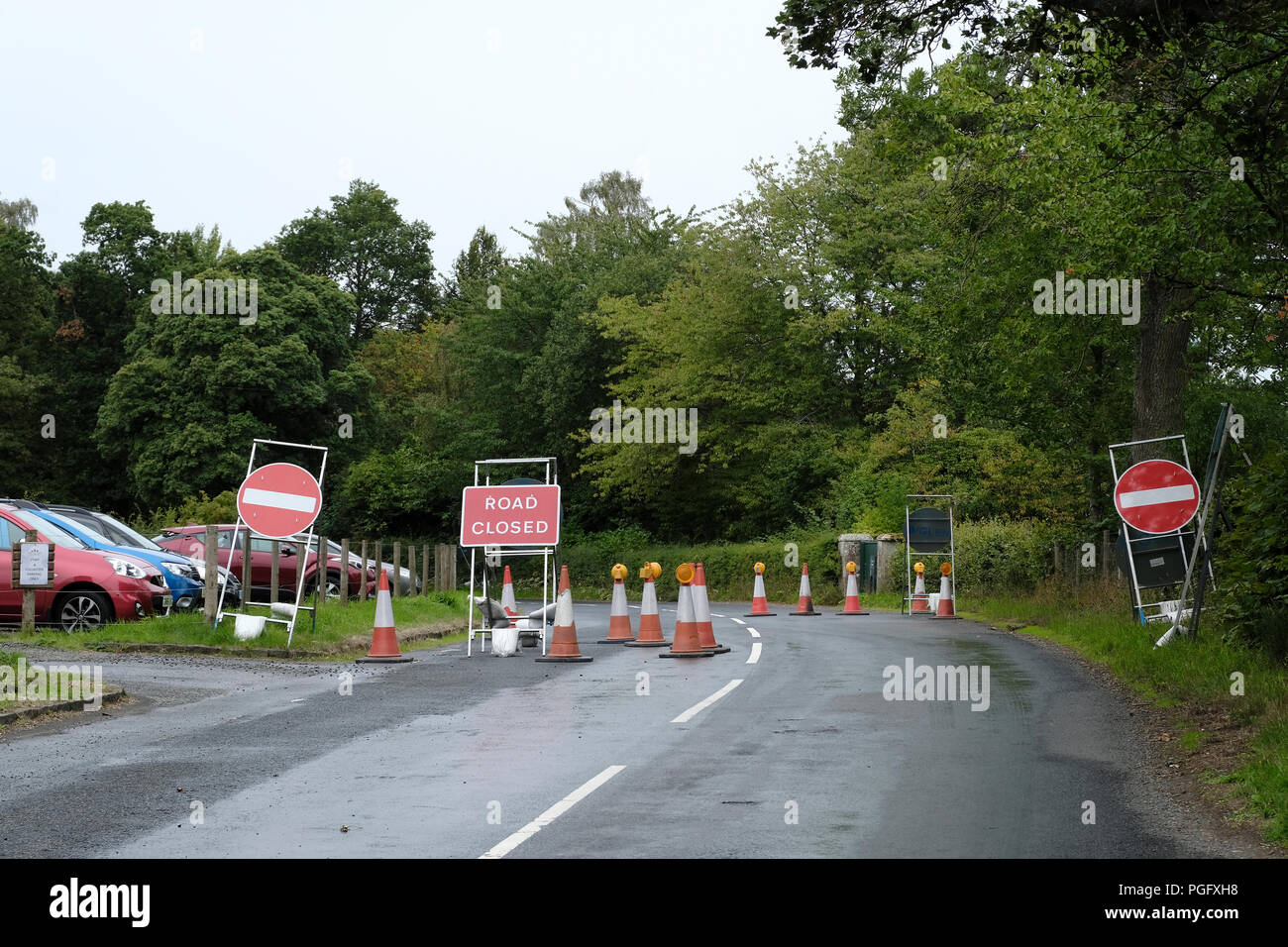 Galashels, UK. 26 August 2018 The B6360 road, currently being used as a ...