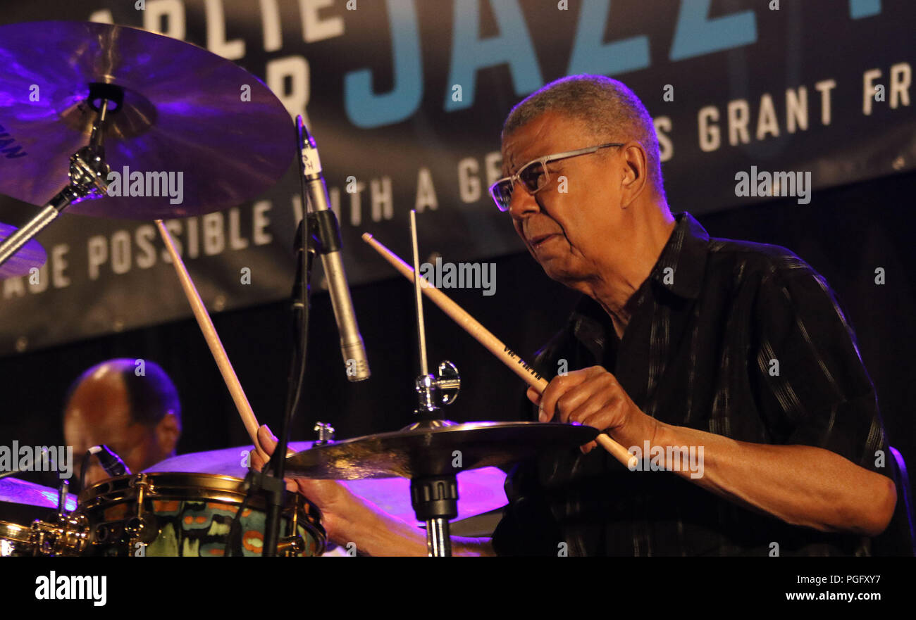 New York City, New York, USA. 24th Aug, 2018. Jazz drummer JACK ...