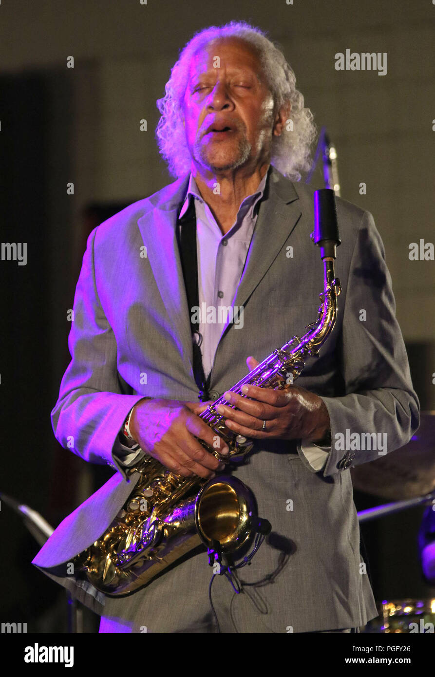 New York City, New York, USA. 24th Aug, 2018. Jazz saxophone player ...