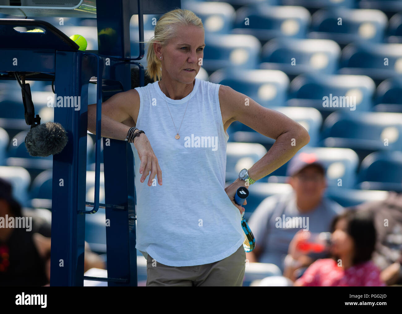 New York, USA. 26 August 2018. Rennae Stubbs during Karolina Pliskova's ...