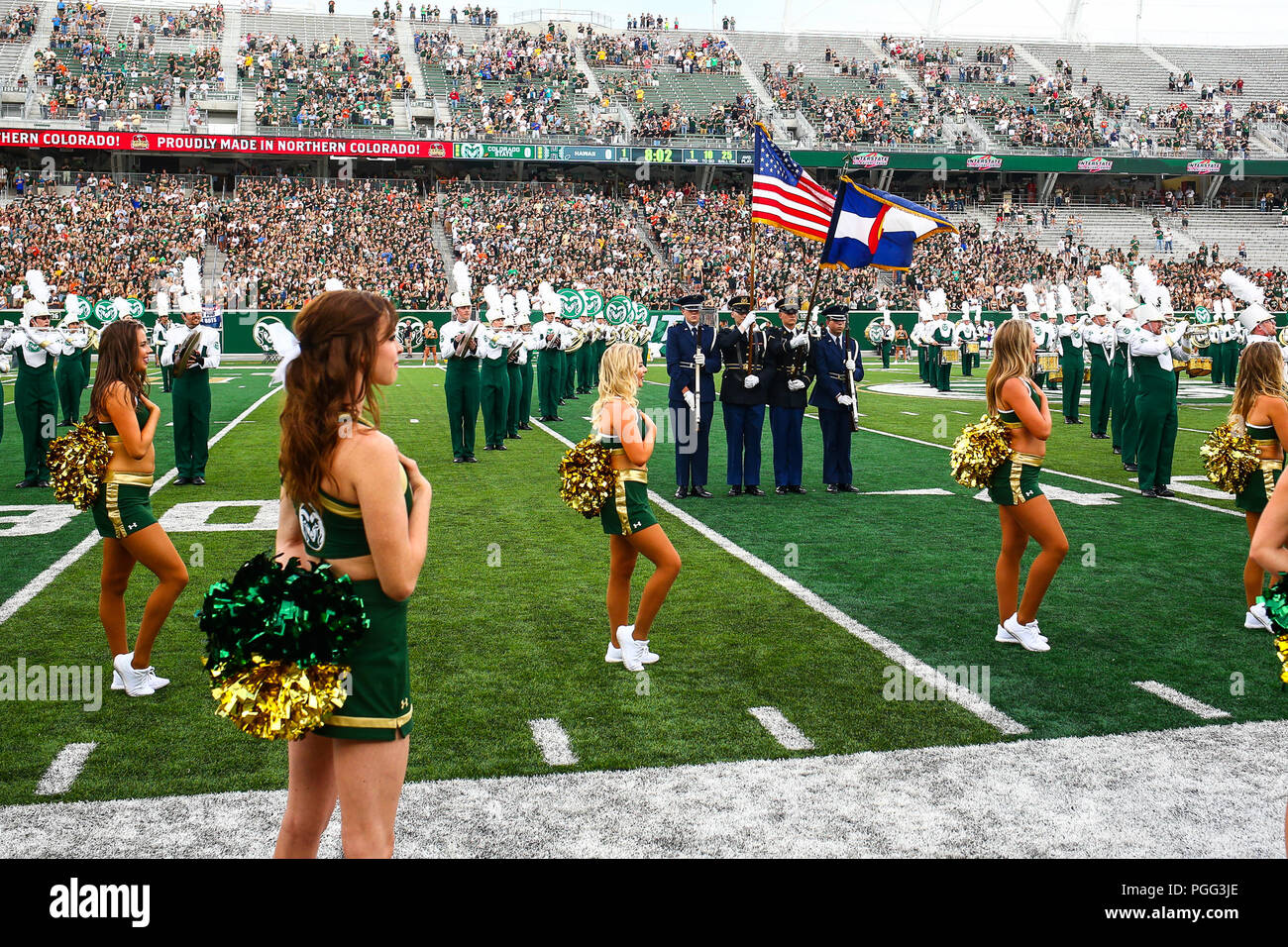 August 25, 2018: Colorado State cheerleaders and the marching band ...