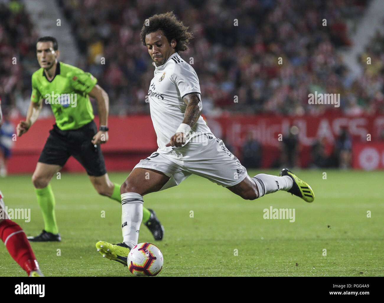 Girona, Spain. 26th Aug, 2018. Marcelo of Real Madrid in action during ...
