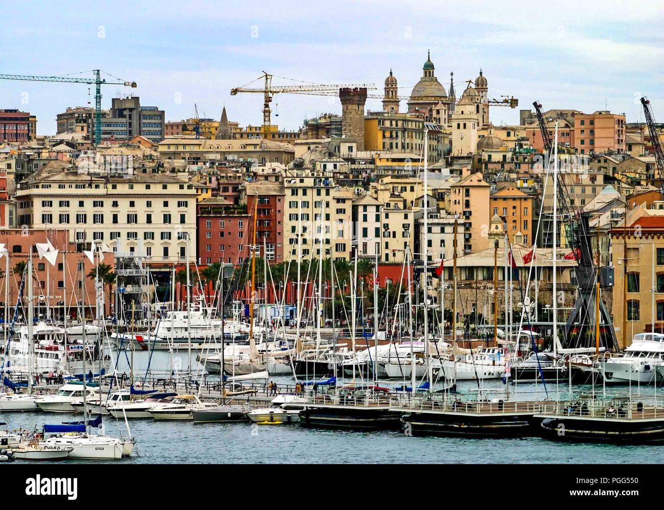 Genoa, Liguria, Italy. 16th Oct, 2004. A forest of masts and many boats ...