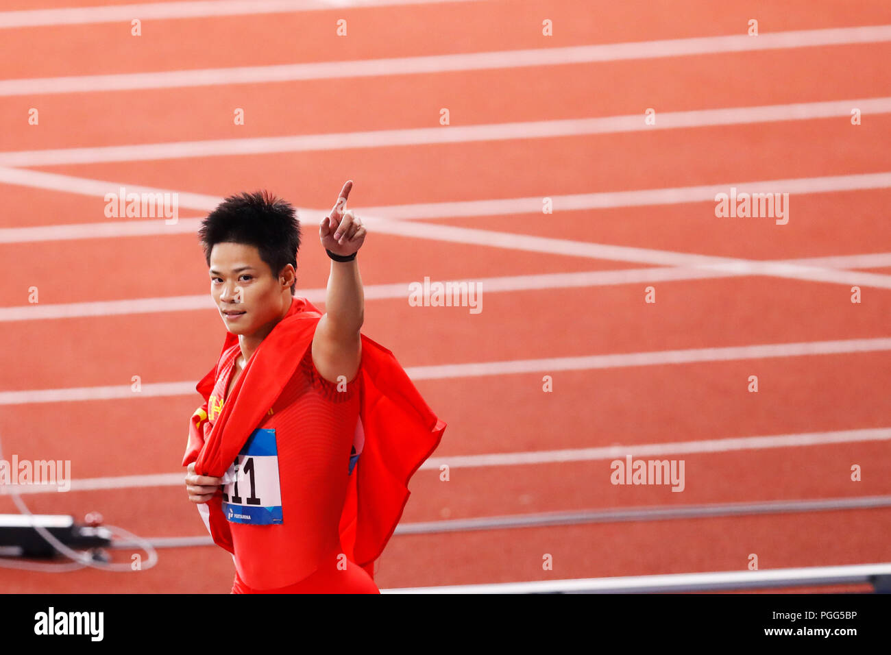 Jakarta, Indonesia. 26th Aug, 2018. Bingtian Su (CHN) Athletics : Men's 100m Final at Gelora ...