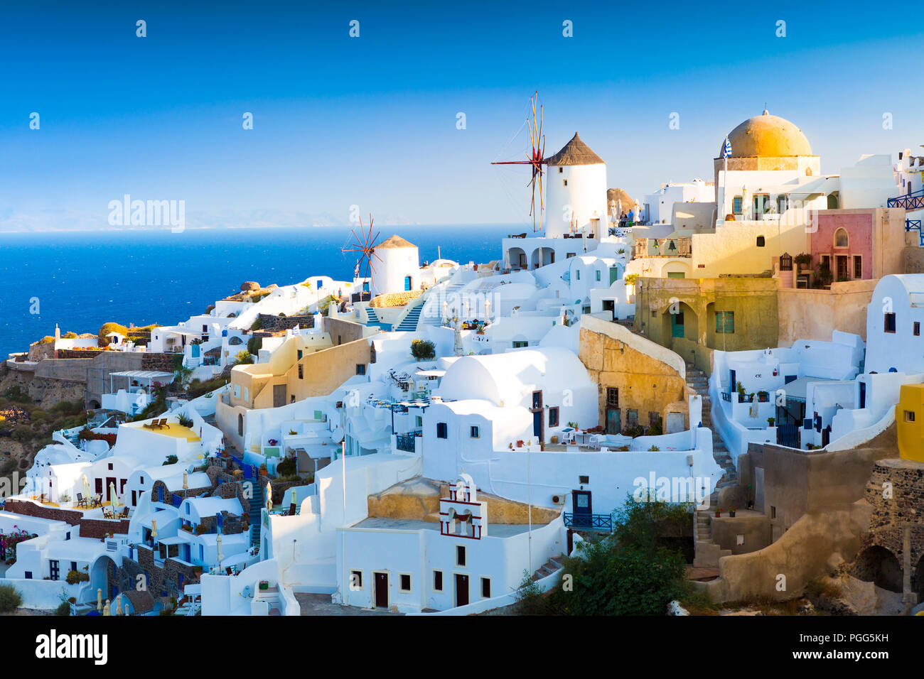View of Oia the most beautiful village of Santorini island Stock Photo ...