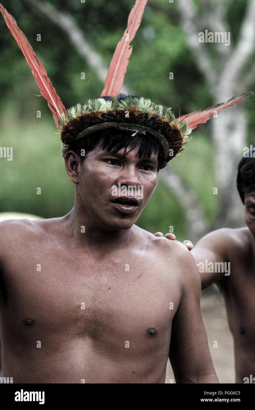 Bora tribesmen in the Amazon rain forest, Peru Stock Photo - Alamy
