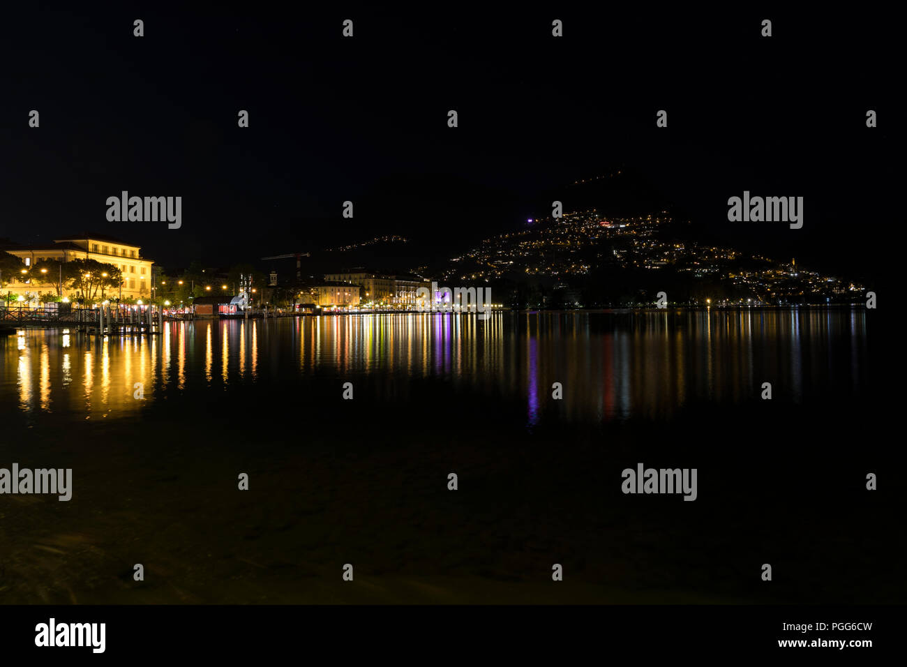 Nightlife in Lugano, Ticinio, Switzerland Stock Photo - Alamy